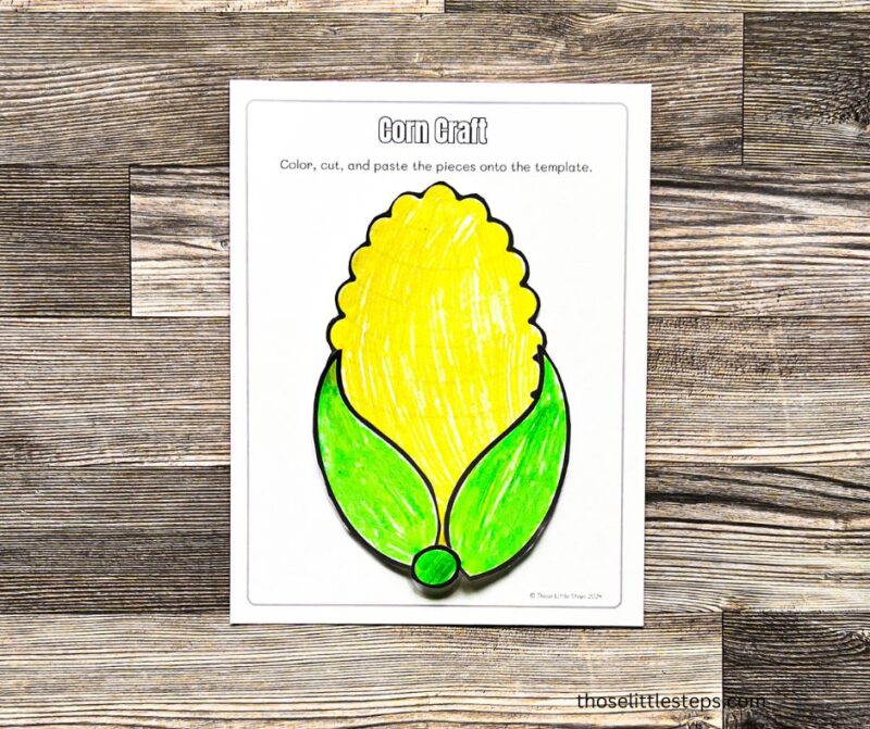 Fall Corn Craft for Toddlers: Free Printable and Easy Steps