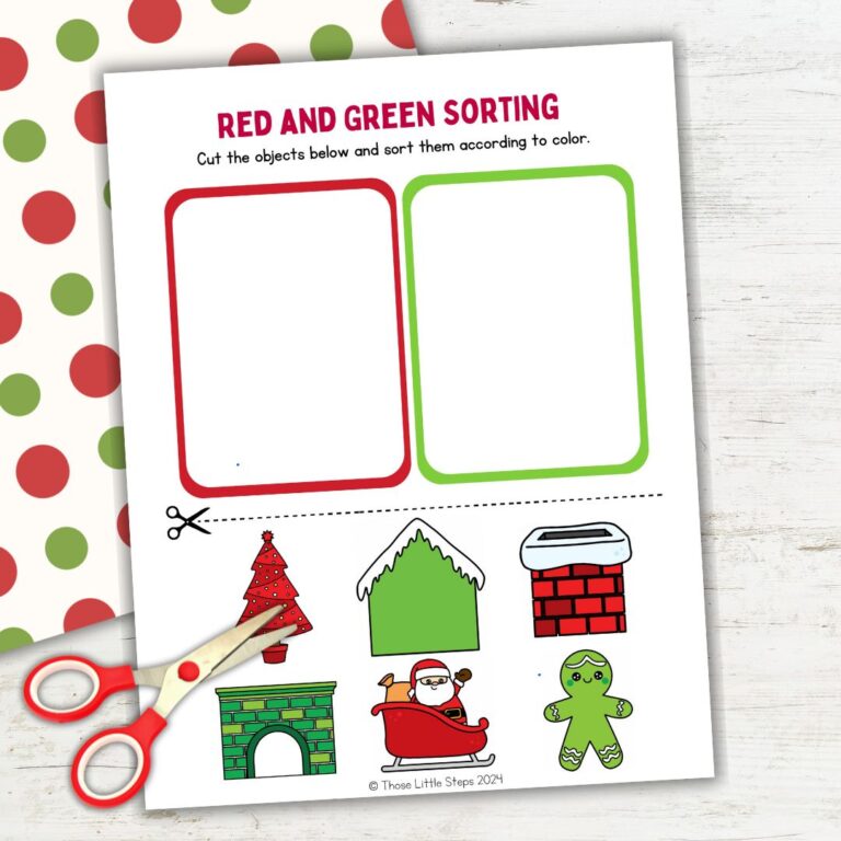 Free Christmas Color Sorting Printable for Toddlers