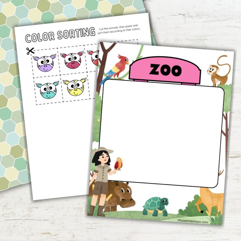 Fun and Easy Toddler Color Sorting Activity with Zoo Animals