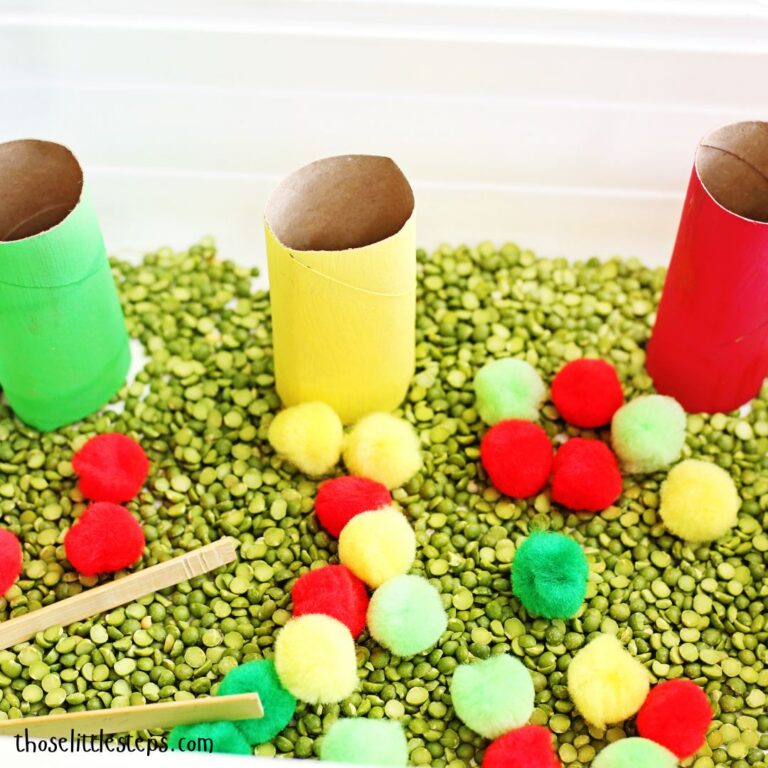 Apple Color Sorting Sensory Bin for Toddlers
