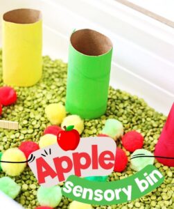 Apple Color Sorting Sensory Bin for Toddlers